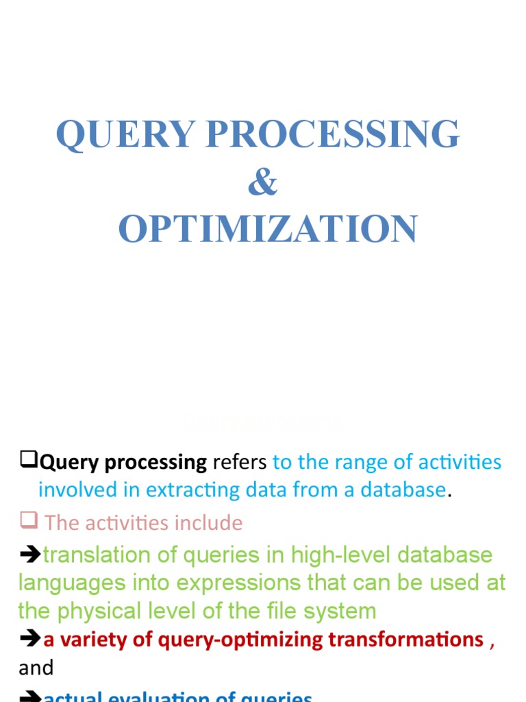 Query Processing and Optimization | PDF | Database Index | Databases