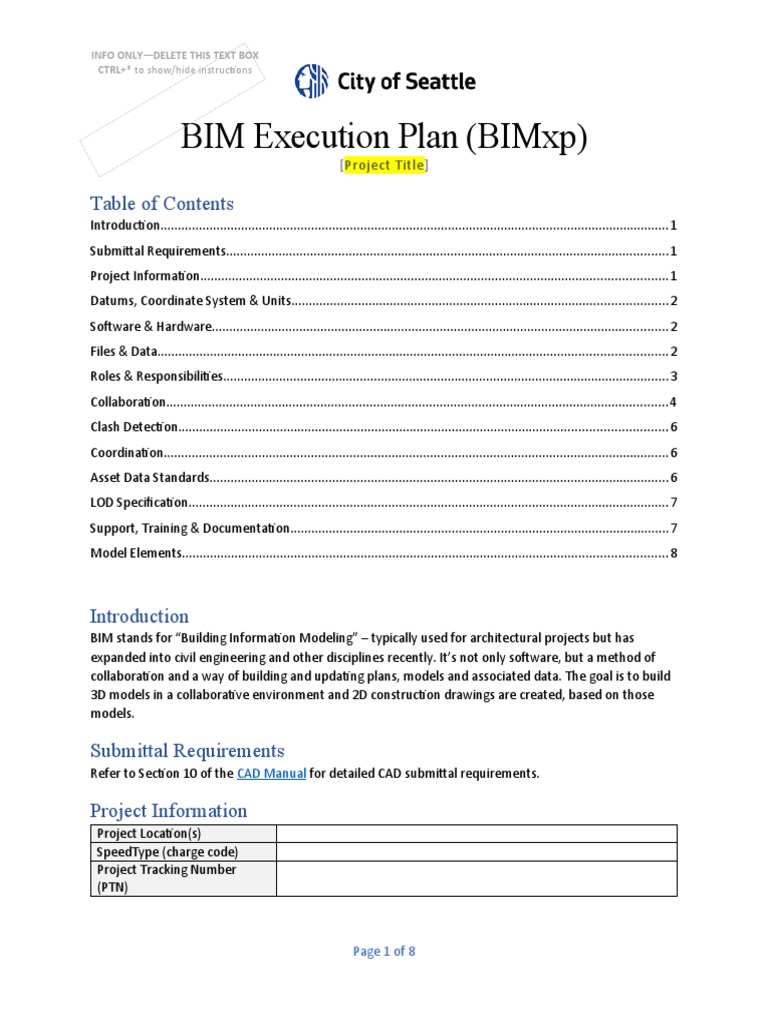 Bim Execution Plan (Bimxp) : (Project Title) | Download Free PDF | Auto ...