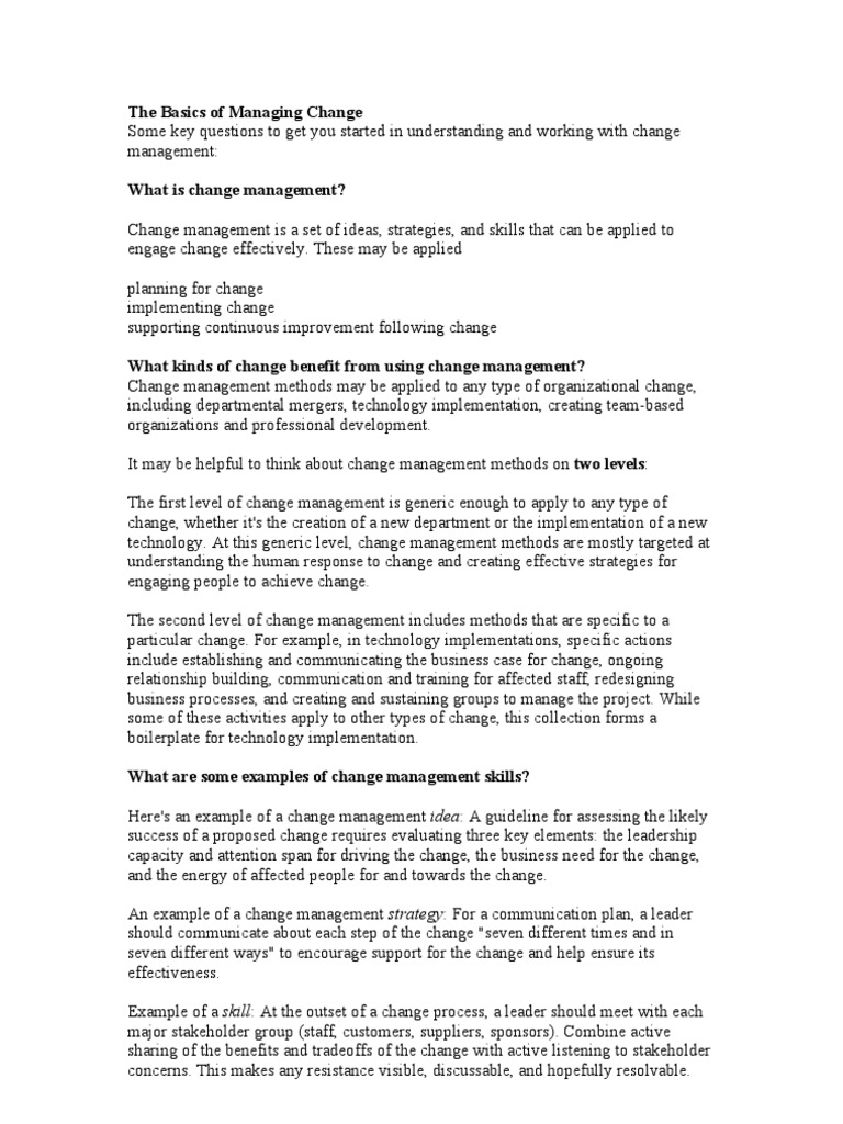 The Basics of Managing Change 527 | PDF