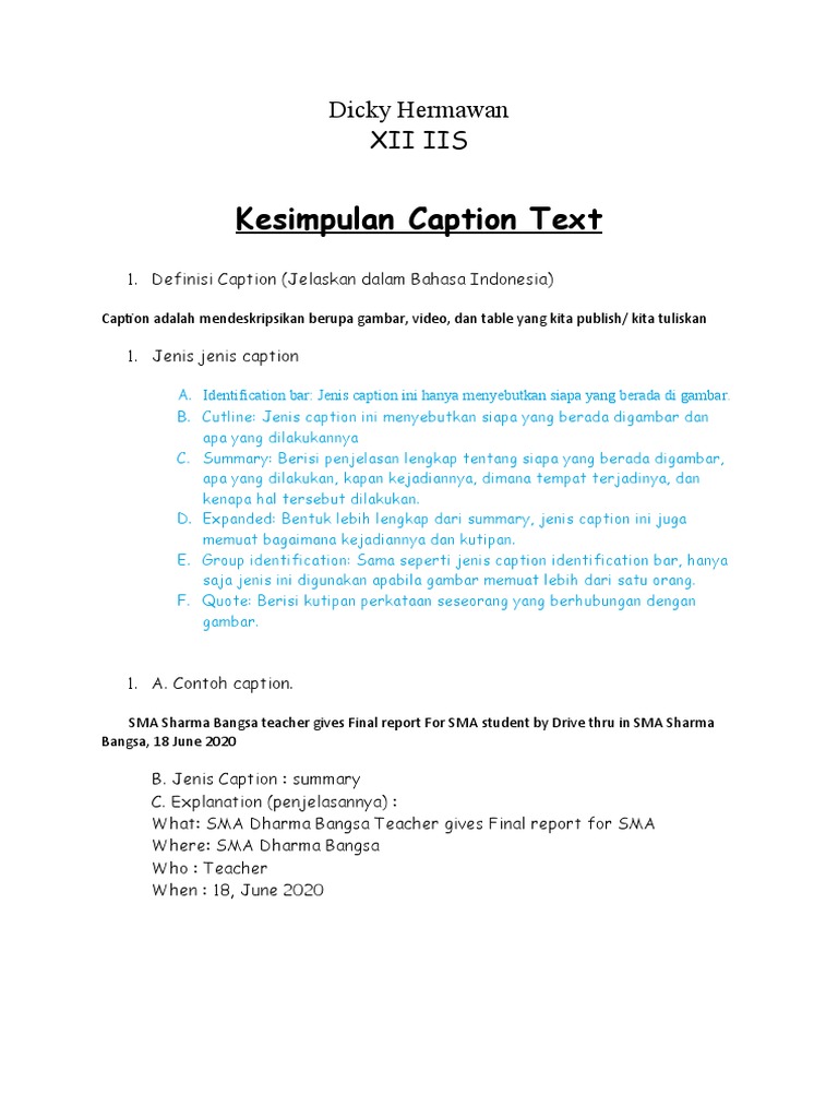 Caption Simple | PDF | Karier & Perkembangan | Seni & Disiplin Bahasa