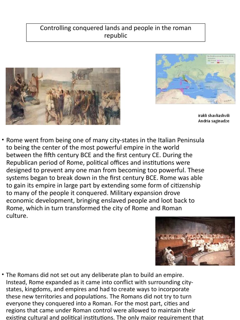 Controlling Conquered Lands and People in The Roman Republic | PDF ...