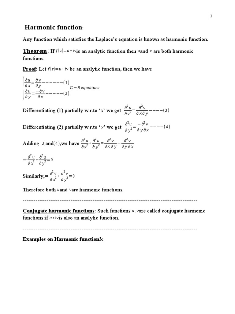 Harmonic Function: Theorem | PDF | Differential Calculus | Functions And Mappings
