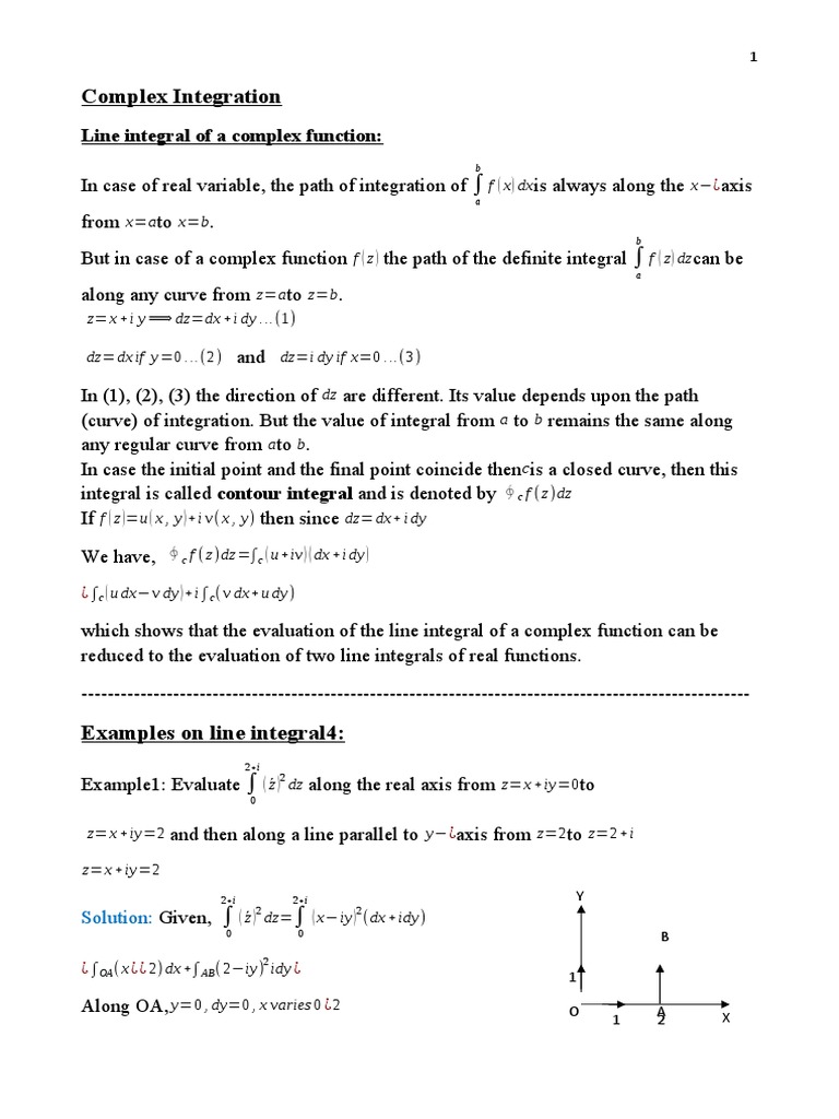 Complex Integration: Line Integral of A Complex Function | PDF ...