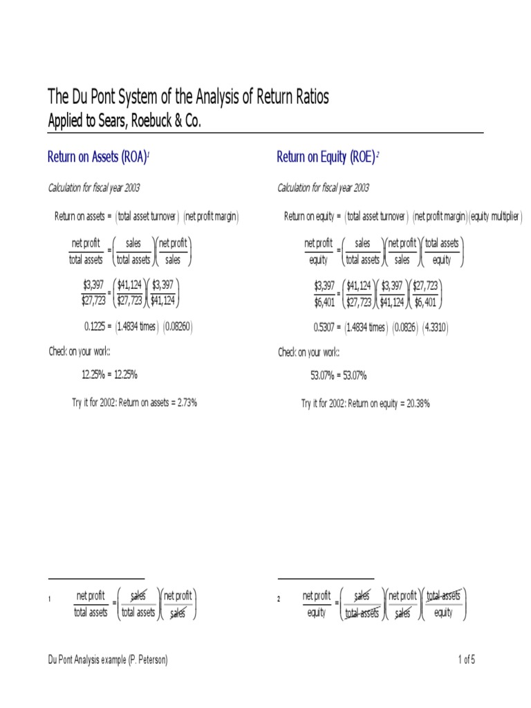 Analyzing Sears' Financial Performance and Position Using the DuPont ...