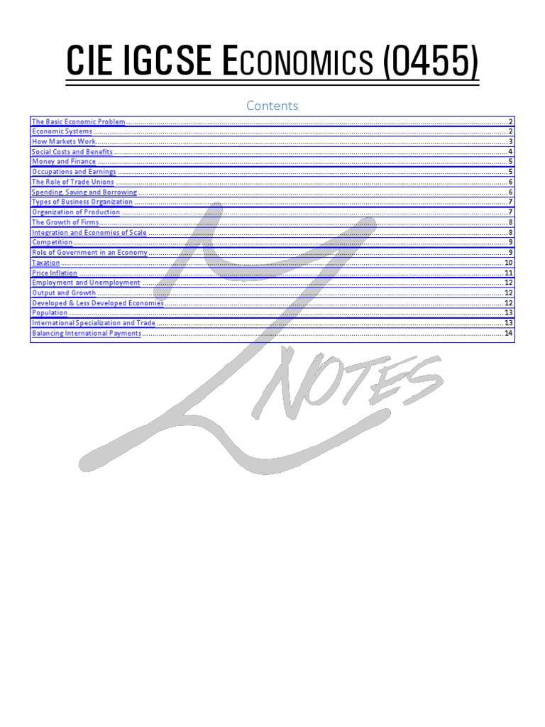 CIE Igcse E (0455) : Conomics | PDF | Demand | Price Elasticity Of Demand
