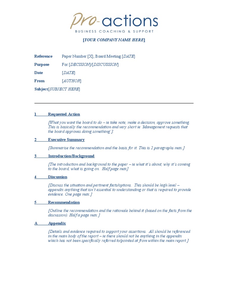 Board Report Template v0 | PDF