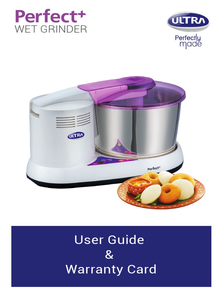 Wet Grinder: User Guide & Warranty Card | PDF | Screw | Mill (Grinding)