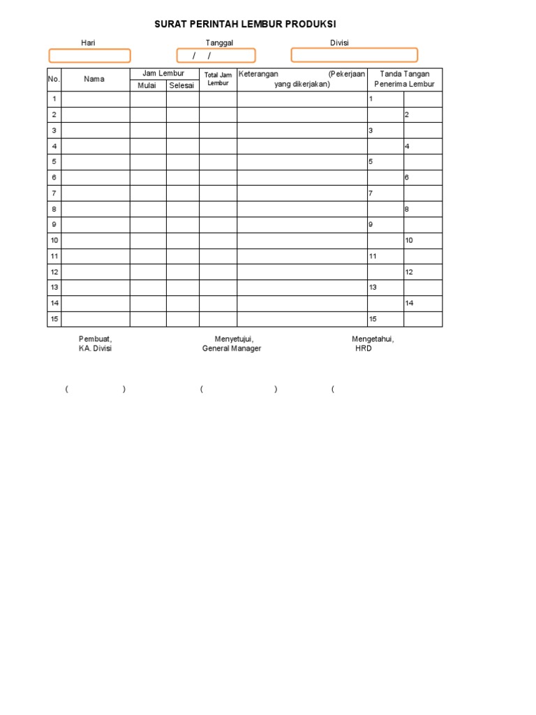 Surat Perintah Lembur PDF | PDF