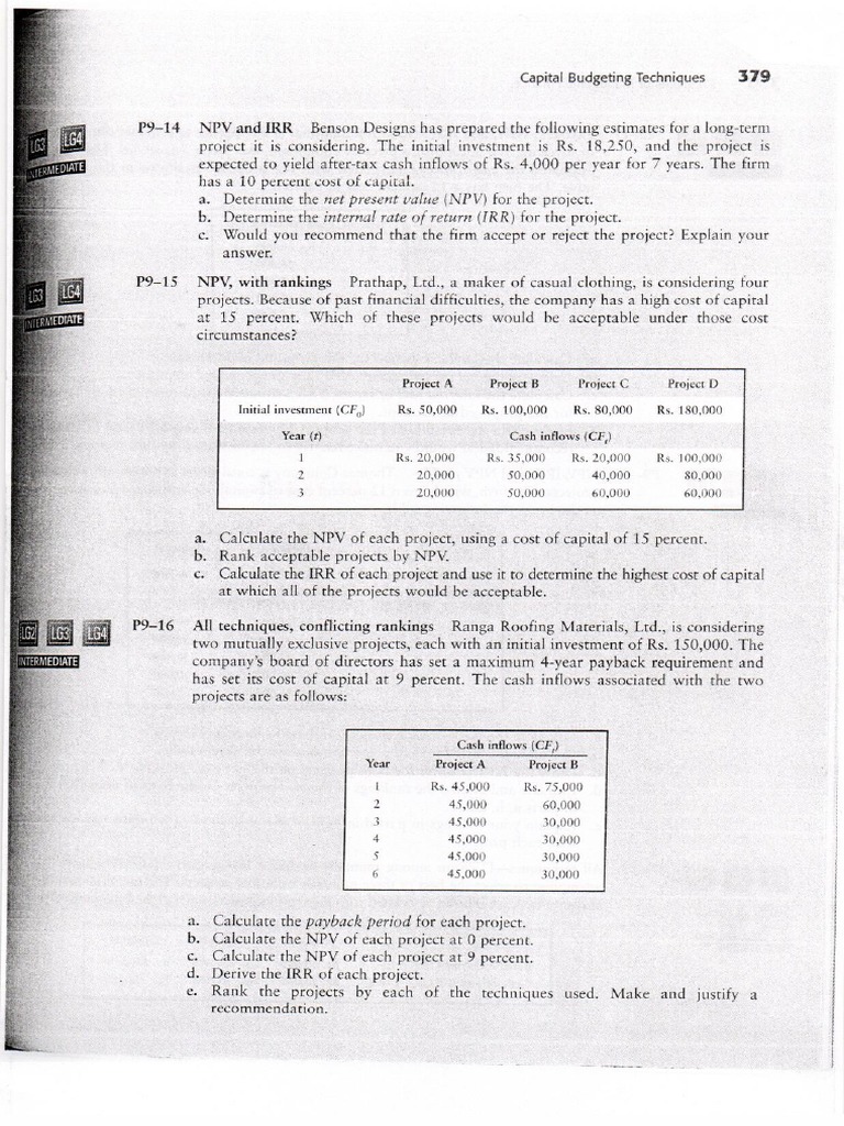 NPV Irr Assignment and Case Study | PDF