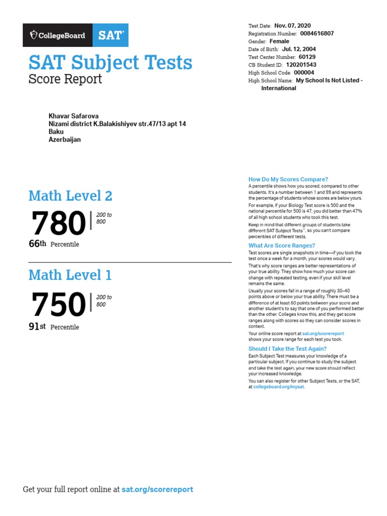 SAT Subject Tests: Math Level 2 | PDF | Sat | Data Collection