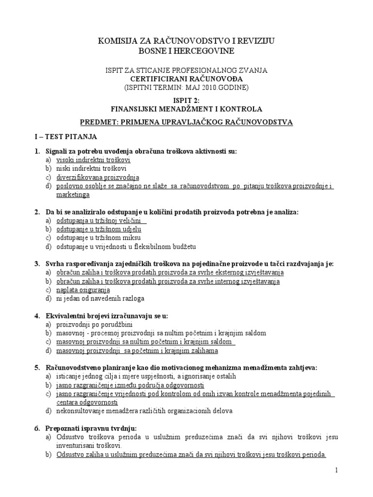Ispit 2-Finansijski Menadzment I Kontrola-Rjesenja | PDF