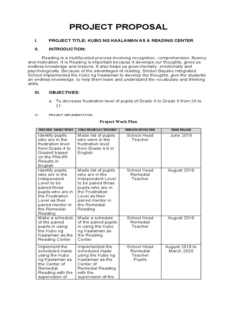 Kubo ng Kaalaman Reading Program Proposal | PDF | Reading Comprehension ...