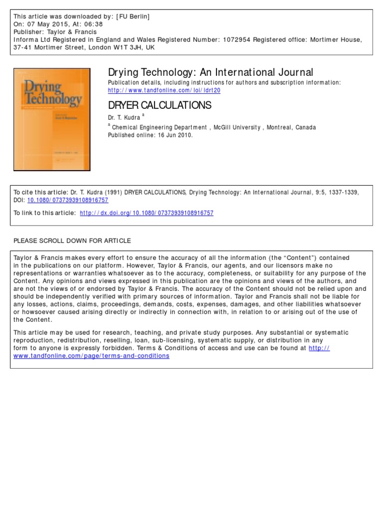 Dryer Calculations | PDF | Clothes Dryer | Computer Program