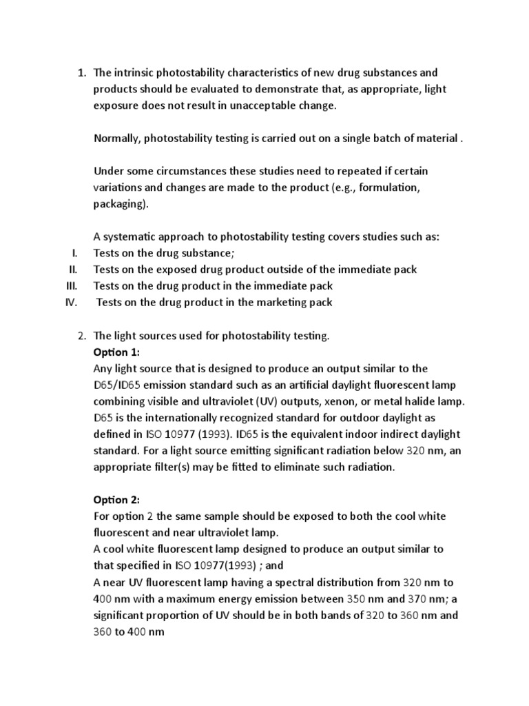Photostability | PDF | Ultraviolet | Fluorescent Lamp