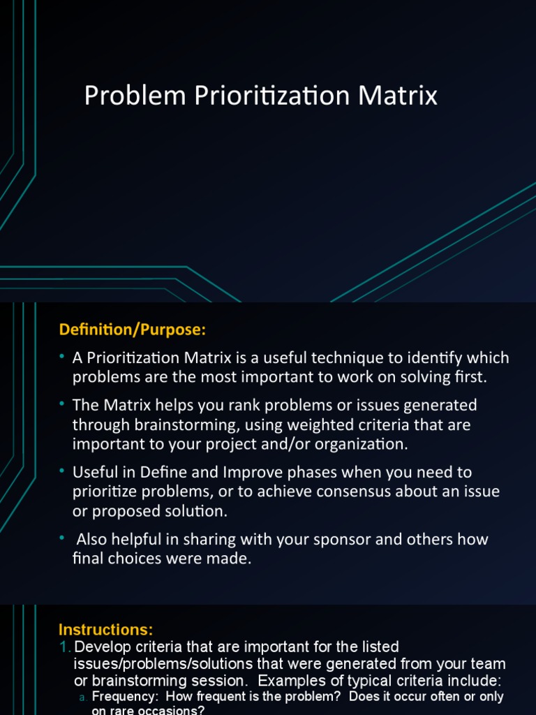 Problem Prioritization Matrix | PDF | Brainstorming | Applied Mathematics