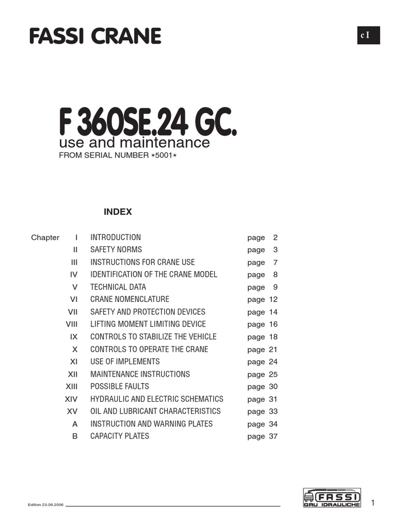 F 360SE.24 GC.: Fassi Crane | PDF | Crane (Machine) | Wound