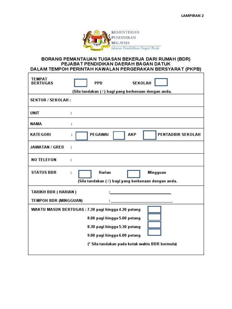 Borang Pemantauan BDR | PDF