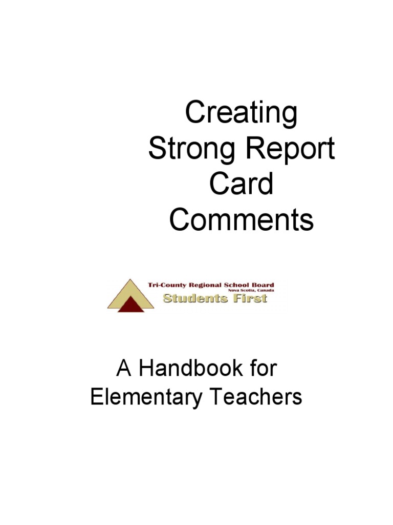 Creating Strong Report Card Comments: Elementary Teachers | PDF ...