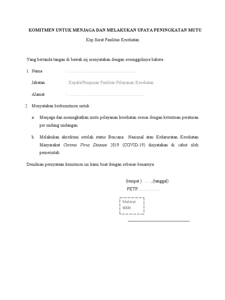 Komitmen Untuk Menjaga Dan Melakukan Upaya Peningkatan Mutu | PDF