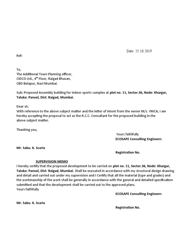 YMCA - Acceptance Letter of Structural Engineer | PDF