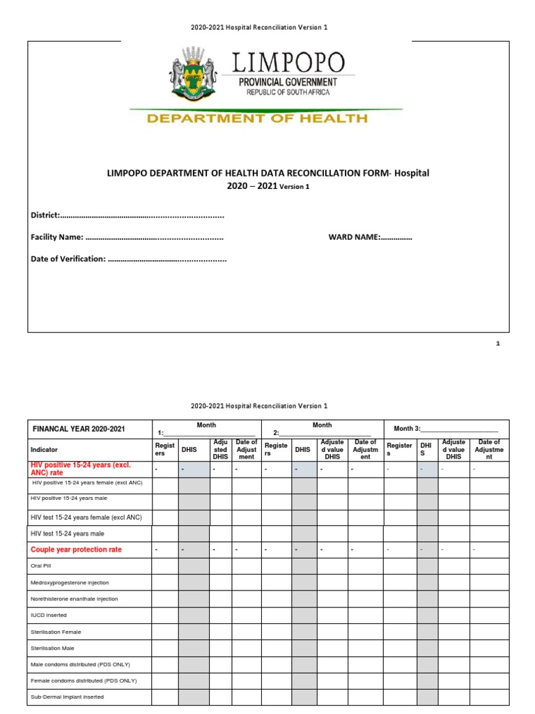 2020-2021 Hospital Reconciliation Form | PDF | Human Reproduction ...