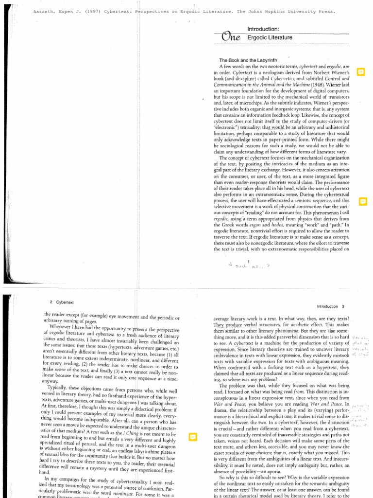 Introduction To Cybertext - Aarseth | PDF