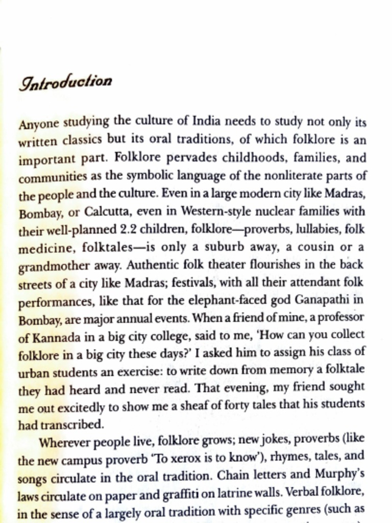Introduction To 'Folktales' - Ramanujan | PDF