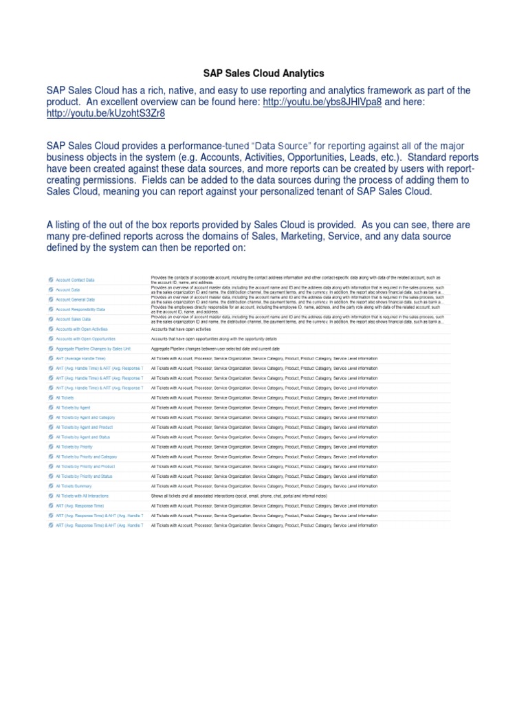 SAP Sales Cloud Analytics | PDF | Business | Finance & Money Management