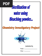 Sterilization of Water With Bleaching Powder: Chemistry Investigatory ...