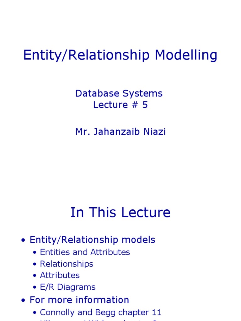 Lecture 5 Entity Relationship Modeling | PDF | Data Model | Conceptual ...