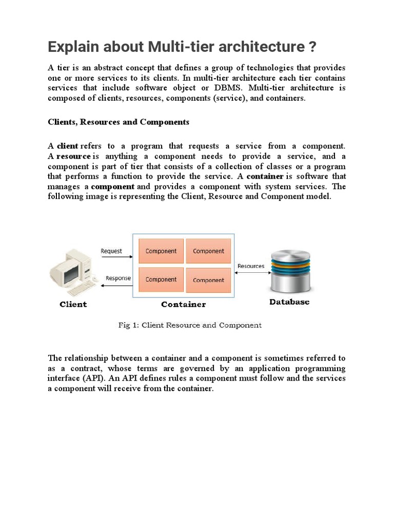 Explain About Multi-Tier Architecture ?: Clients, Resources and ...