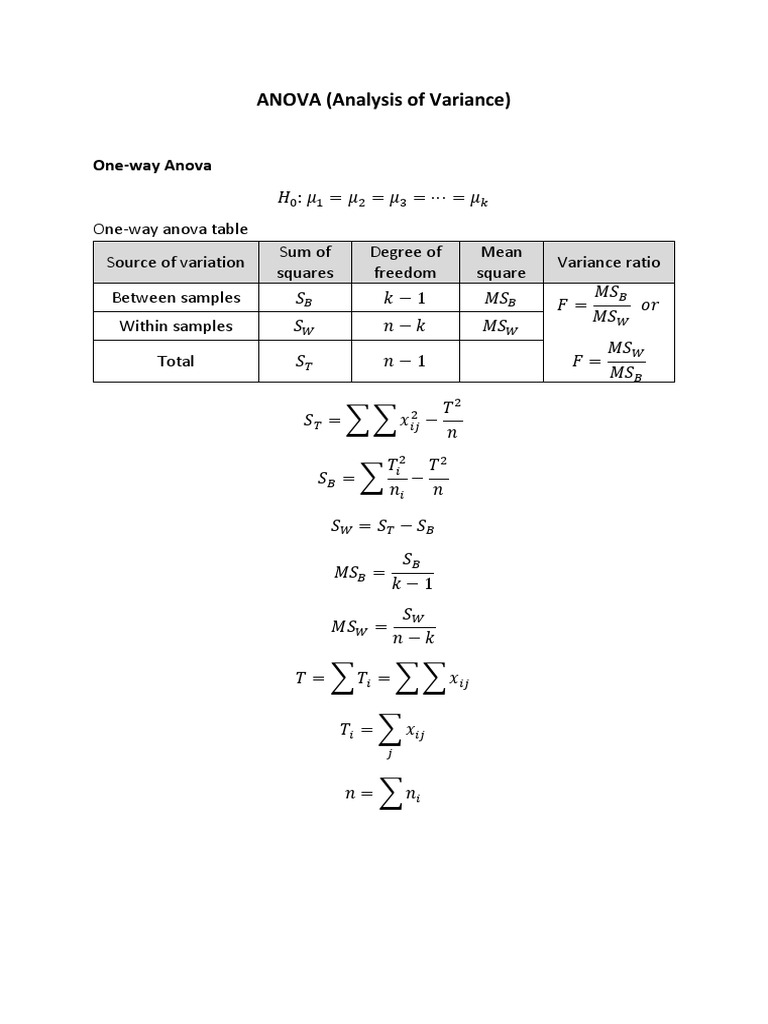 ANOVA (Analysis of Variance) | PDF | Analysis Of Variance | Errors And Residuals