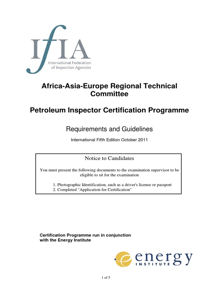 IFIA Petroleum Inspector Certification Programme | PDF | Professional ...