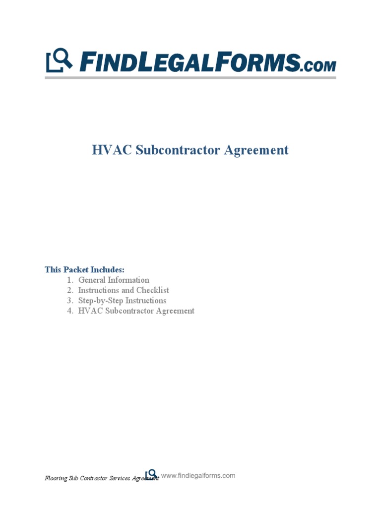 HVAC Subcontractor Agreement Contract Sample | PDF | Indemnity ...