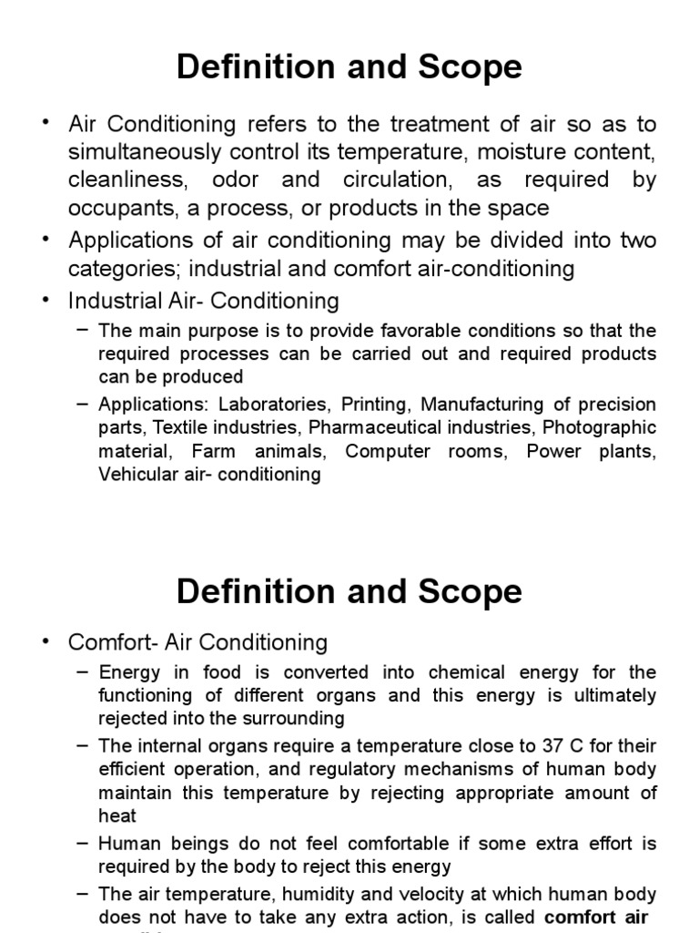 Air Conditioning Definition, Scope, and Human Comfort Factors | PDF ...