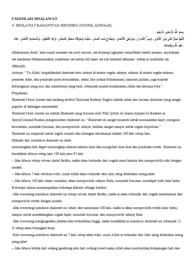 Fadhilah Shalawat | PDF