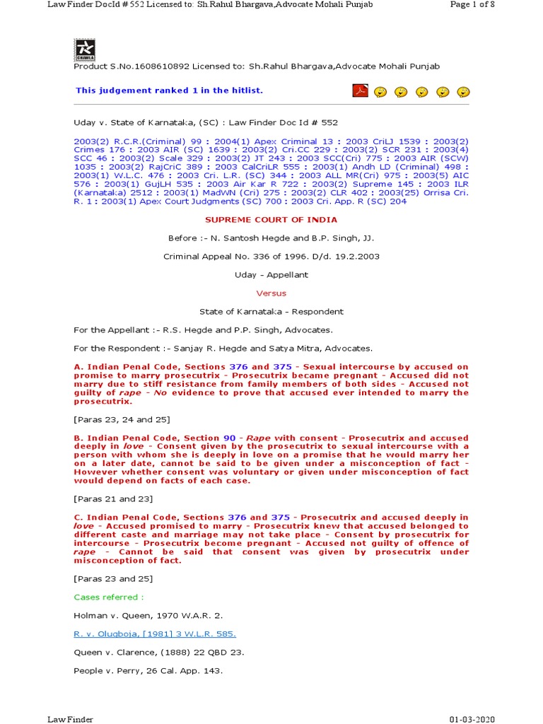 Cases Referred:: R. v. Olugboja, (1981) 3 W.L.R. 585 | PDF | Consent | Rape