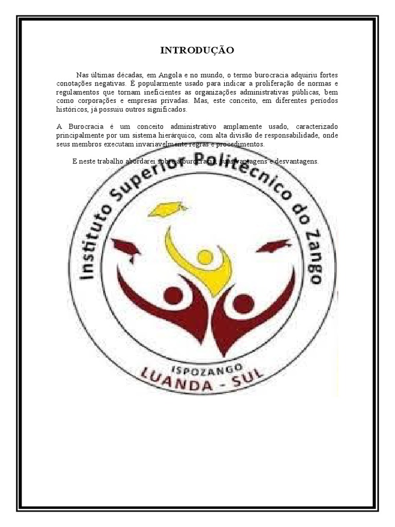 Instituto Superior Politécnico do Zango | PDF | Burocracia | Max Weber