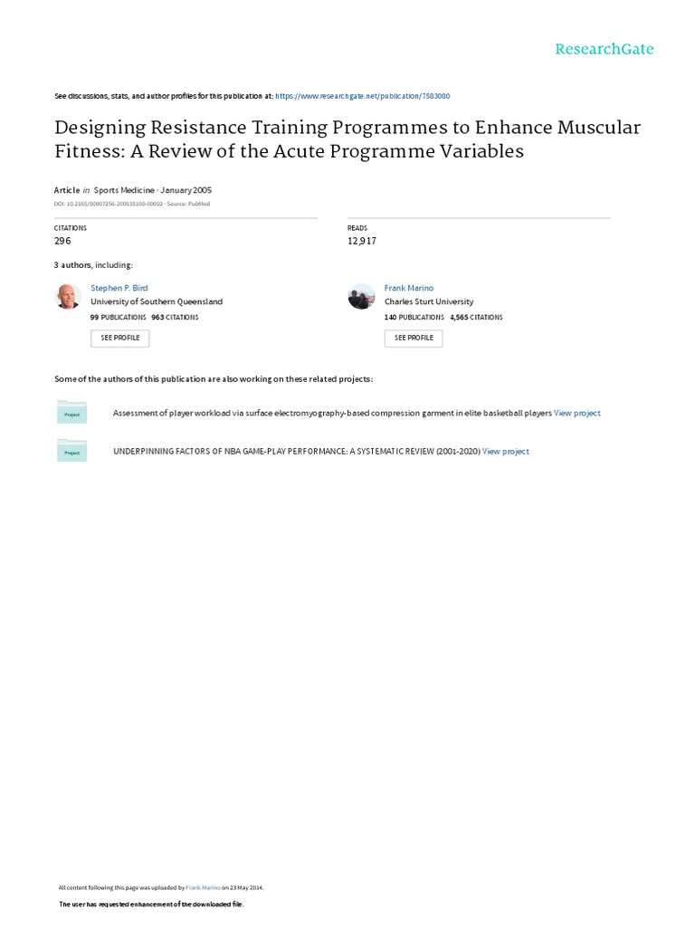 Designing Resistance Training Programmes To Enhance Muscular Fitness A ...