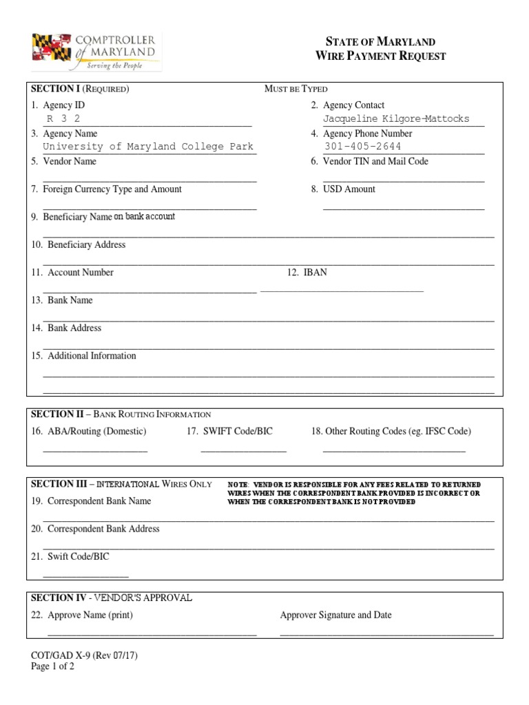 Wire Payment Request Form | PDF | Payments | Financial Technology