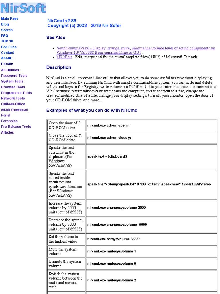 NirCmd - Windows Command Line Tool | PDF | Windows Registry | Microsoft Windows