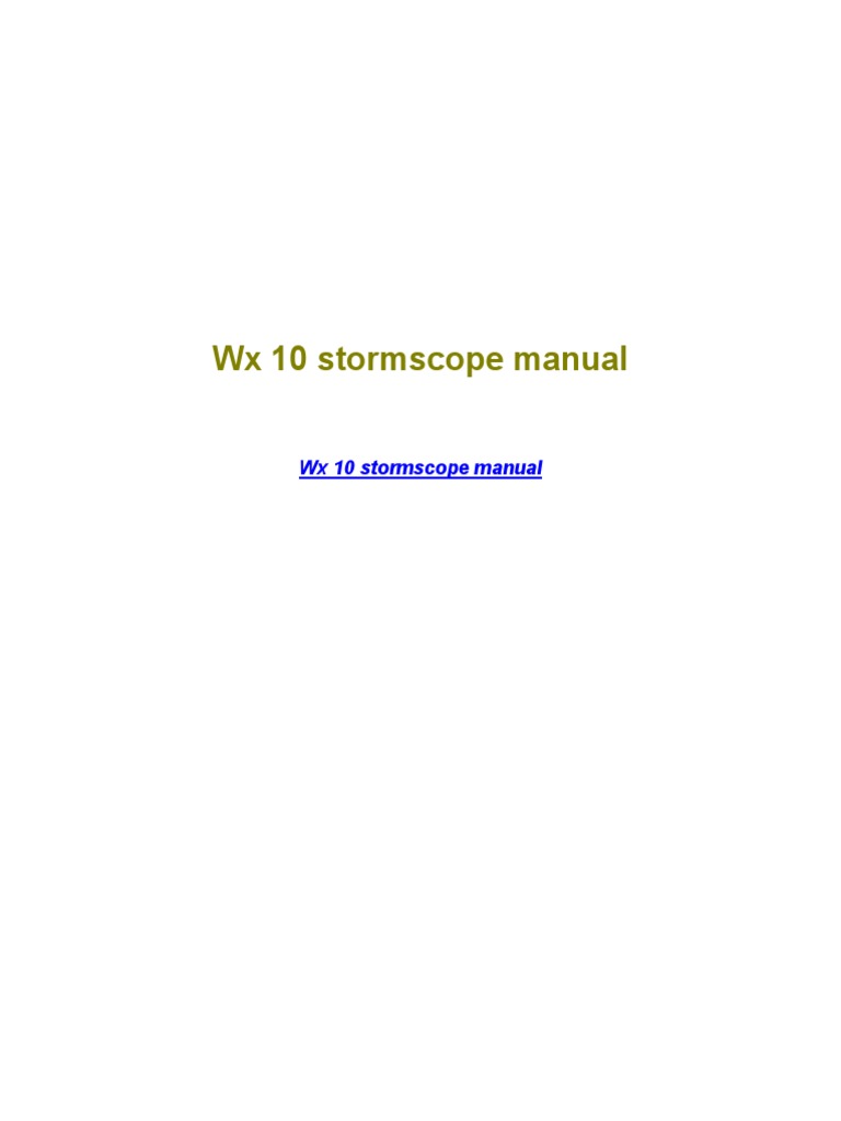 WX 10 Stormscope Manual | PDF | Microsoft Windows | Computer File