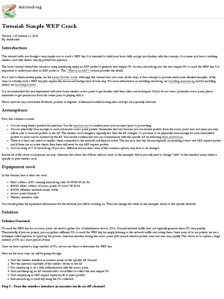 Simple - Wep - Crack (Aircrack-Ng) | PDF | Wireless Access Point ...