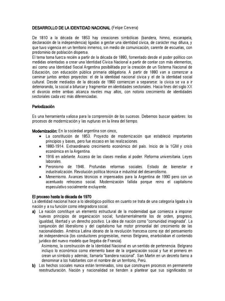 Evolución de la Identidad Nacional Argentina | PDF | Nación | Argentina