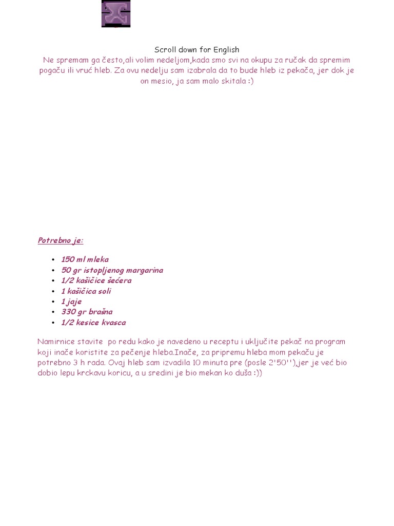 Recepti-Hleb Iz Mini Pekare | PDF