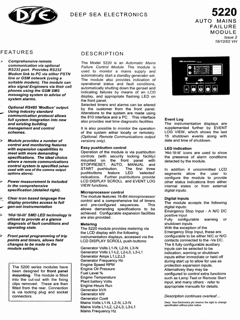 Deep Sea Electronic | PDF