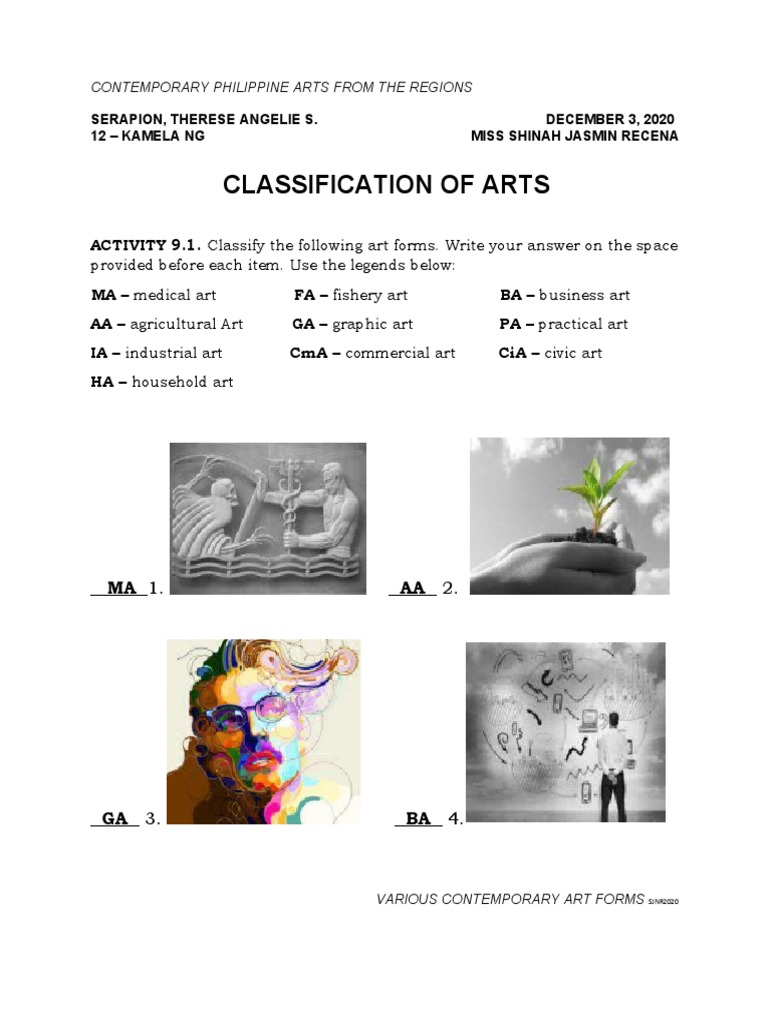 Classification of Contemporary Philippine Arts | PDF | Social Science