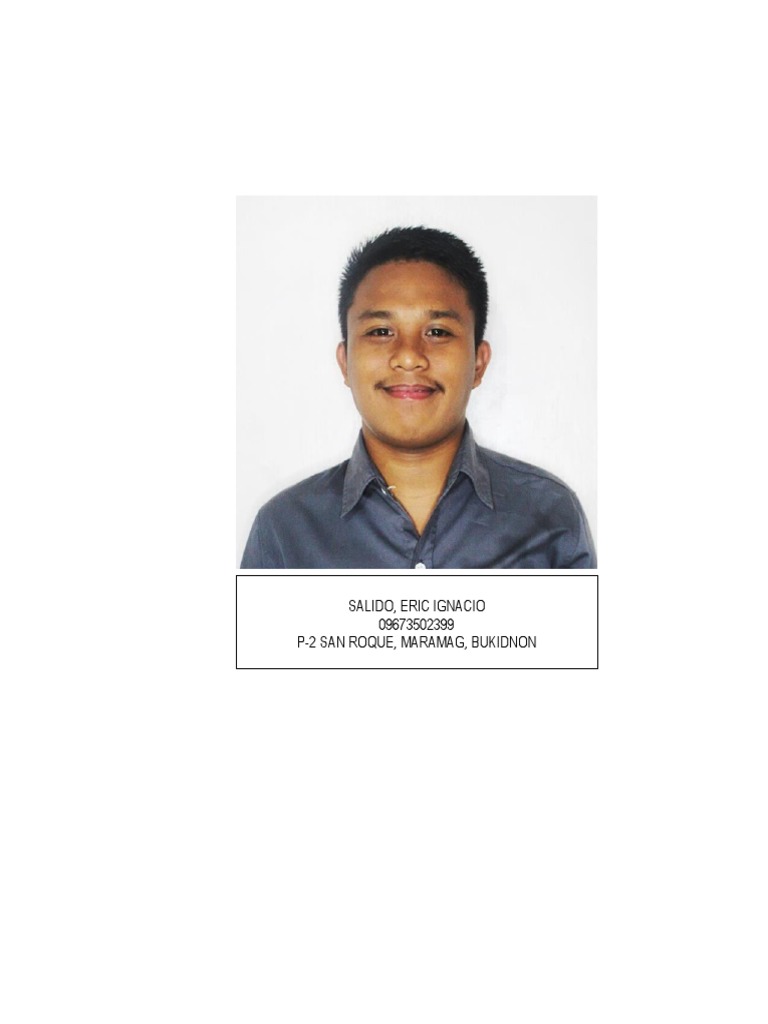 Salido, Eric Ignacio 09673502399 P-2 San Roque, Maramag, Bukidnon | PDF ...