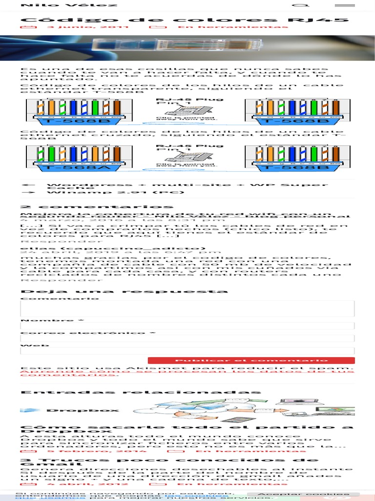 Código de Colores RJ45 - Nilo Vélez | PDF