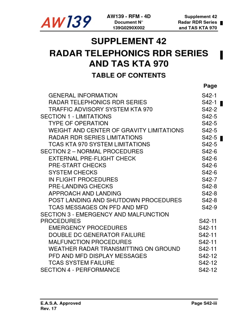 Supplement 42 Radar Telephonics RDR Series and Tas Kta 970 | PDF ...